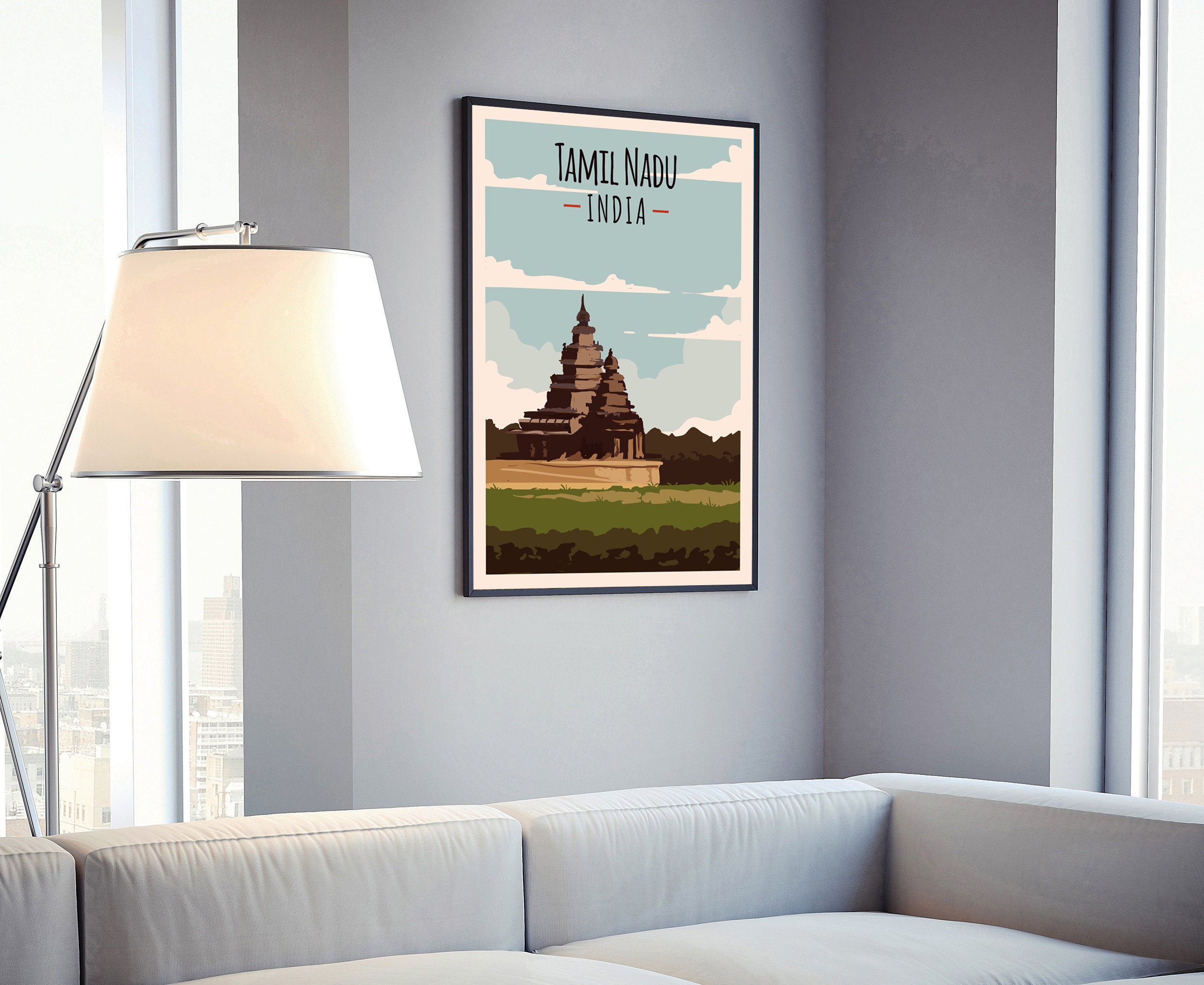 Retro Style Travel Poster India Tamil Nadu Vintage Rustic - Etsy