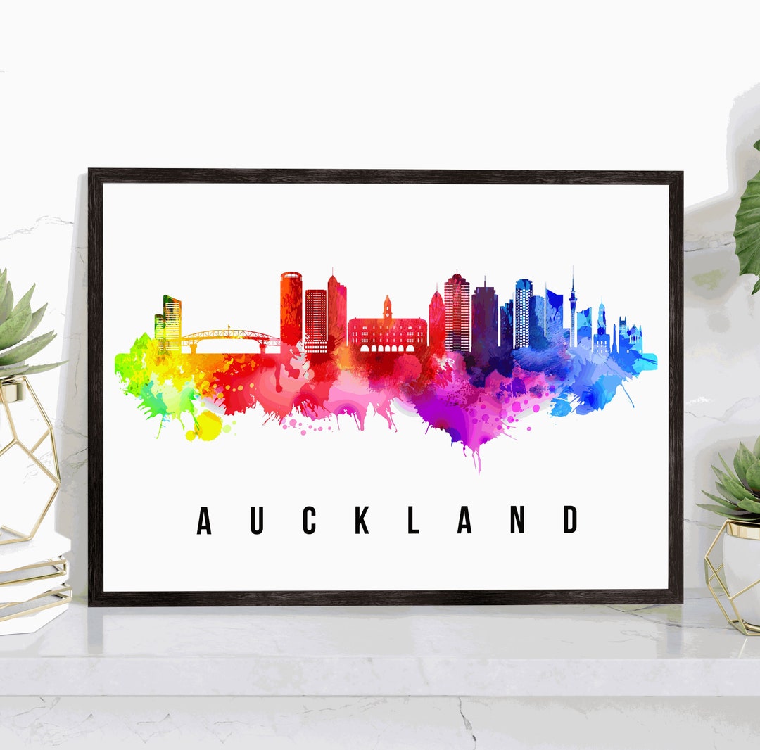 AUCKLAND - NEW ZEALAND Poster, Skyline Poster Cityscape and Landmark ...