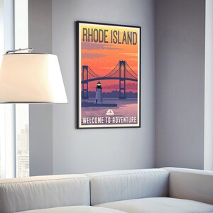 Retro Style Travel Poster, Rhode Island Vintage Rustic Poster Print ...