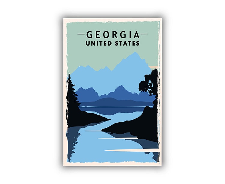 Retro Style Travel Poster Georgia Vintage Rustic Poster | Etsy
