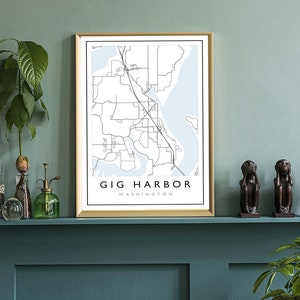 Gig Harbor Washington City Map, Washington City Road Map Poster, City ...