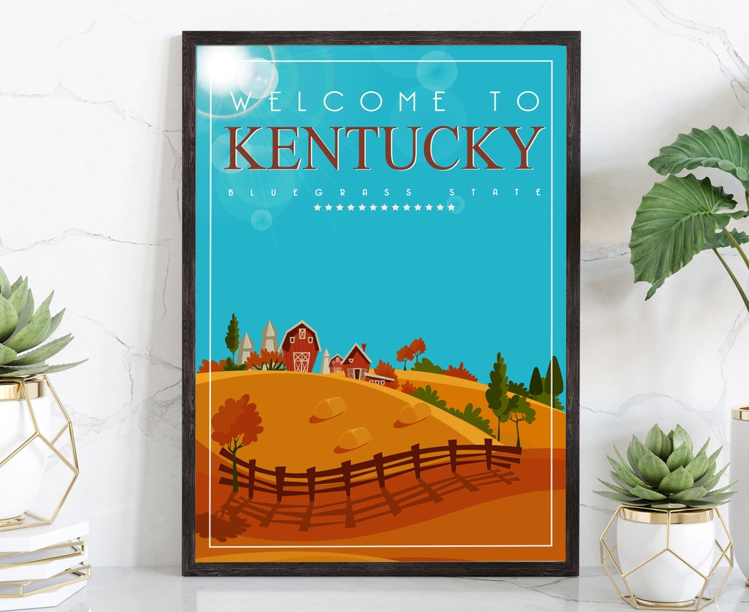 Retro Style Travel Poster, Kentucky Vintage Rustic Poster Print, Home ...