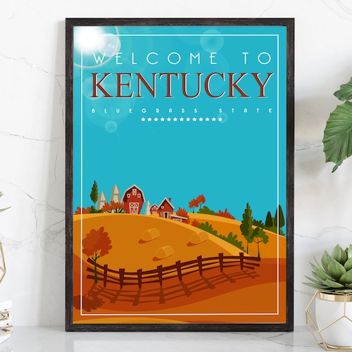 Retro Style Travel Poster Kentucky Vintage Rustic Poster - Etsy