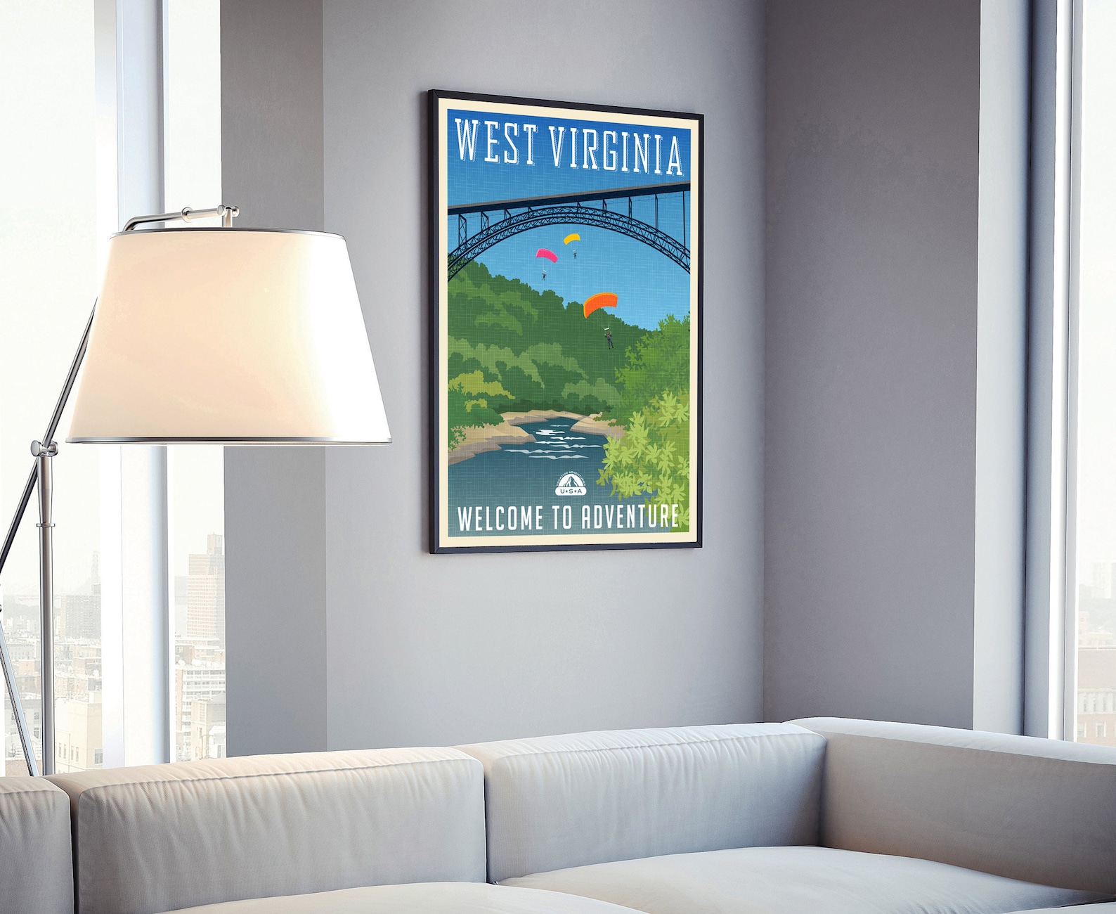 WEST VIRGINIA Retro Style Travel Poster, West Virginia Vintage Rustic ...