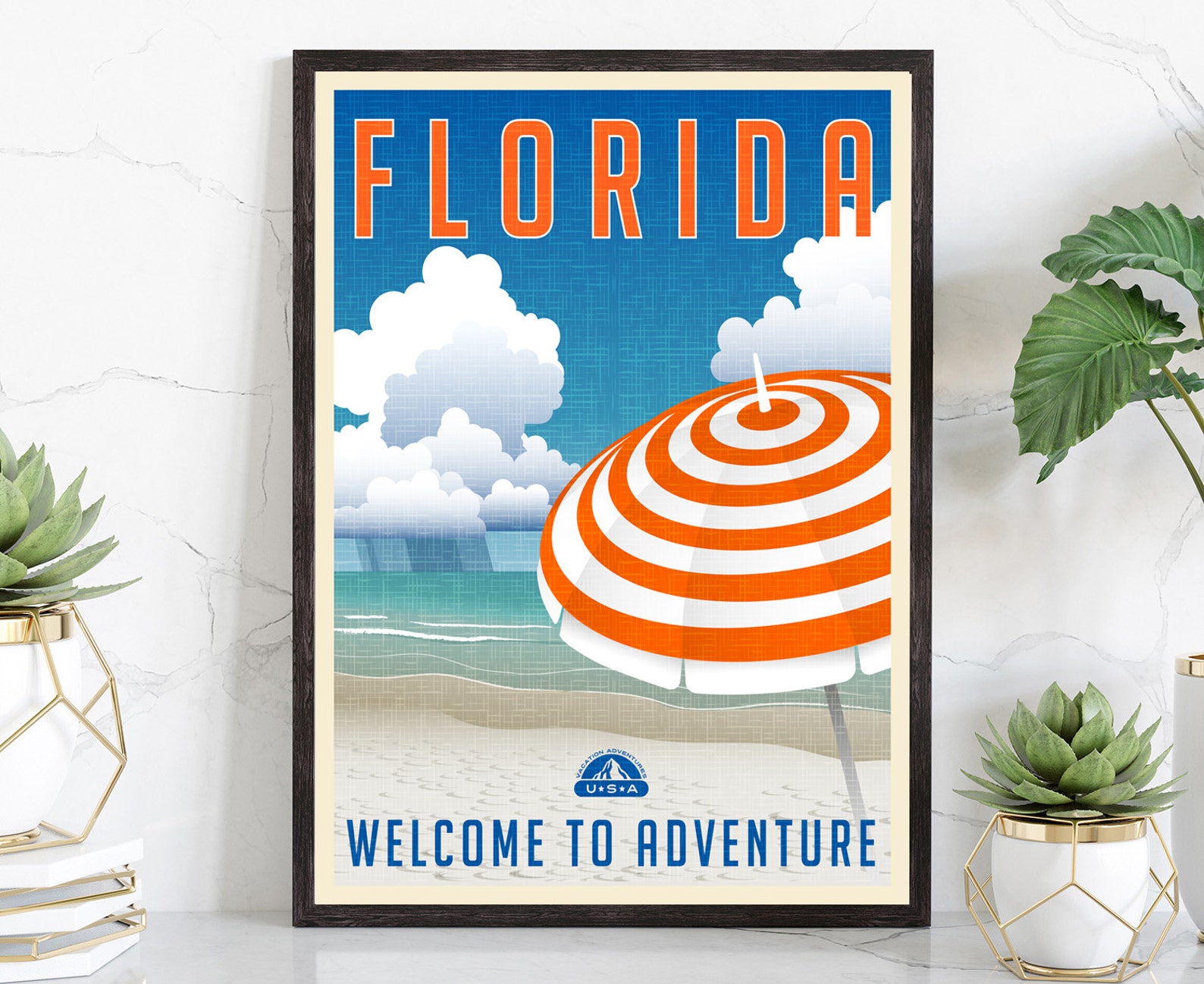 FLORIDA Retro Style Travel Poster Florida Vintage Rustic - Etsy