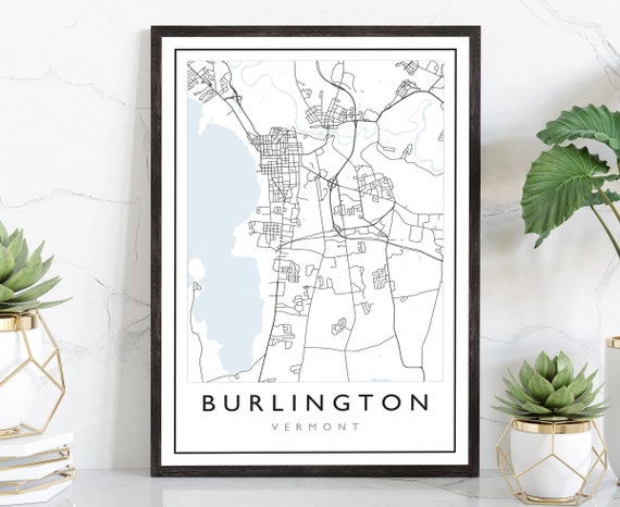Burlington Map Burlington City Road Map Posterburlington - Etsy