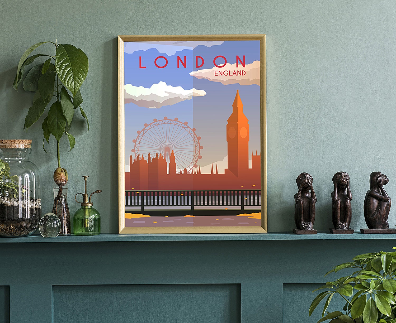 Retro Style Travel Poster London Vintage Rustic Poster Print | Etsy