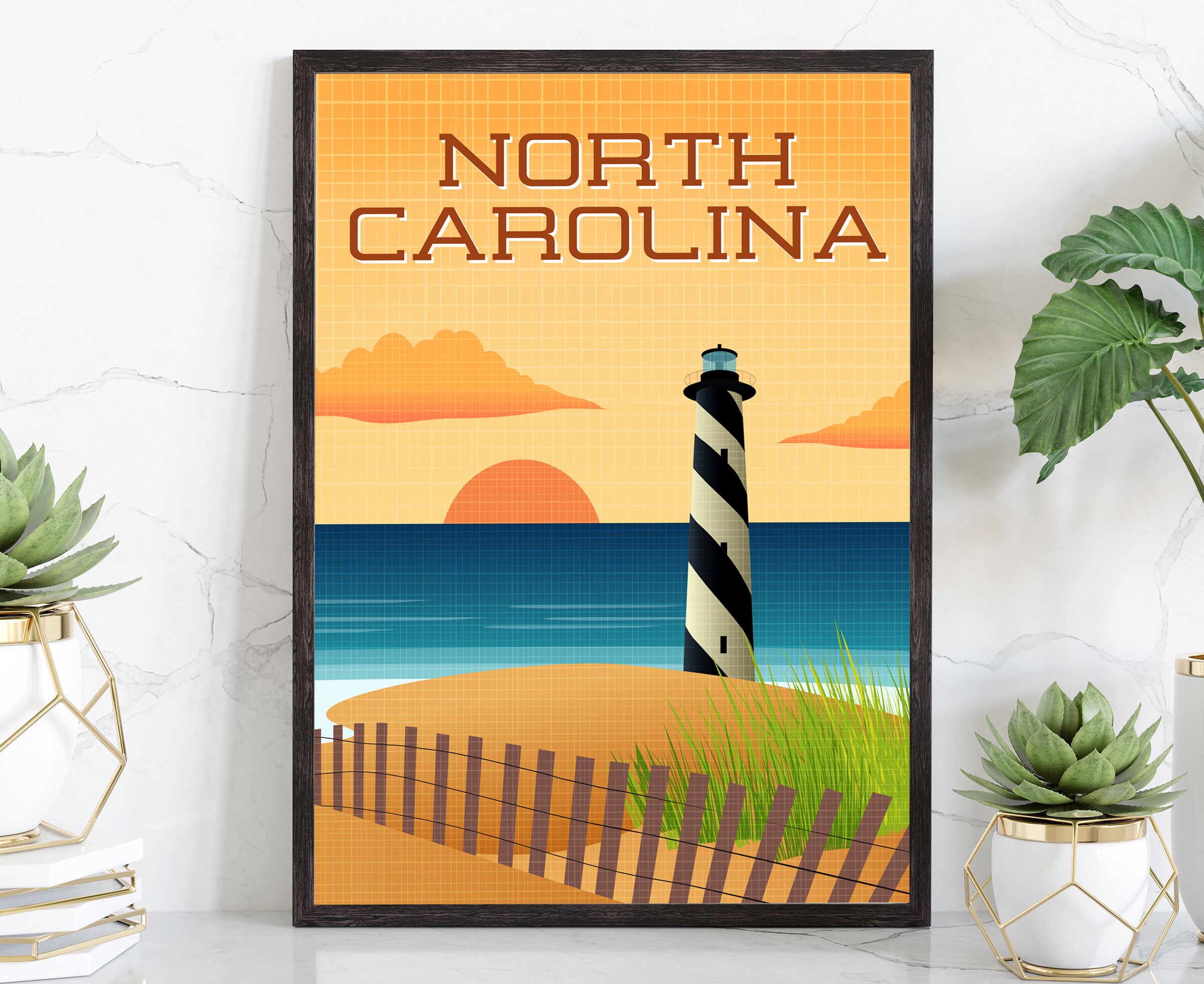 Retro Style Travel Poster North Carolina Vintage Rustic - Etsy