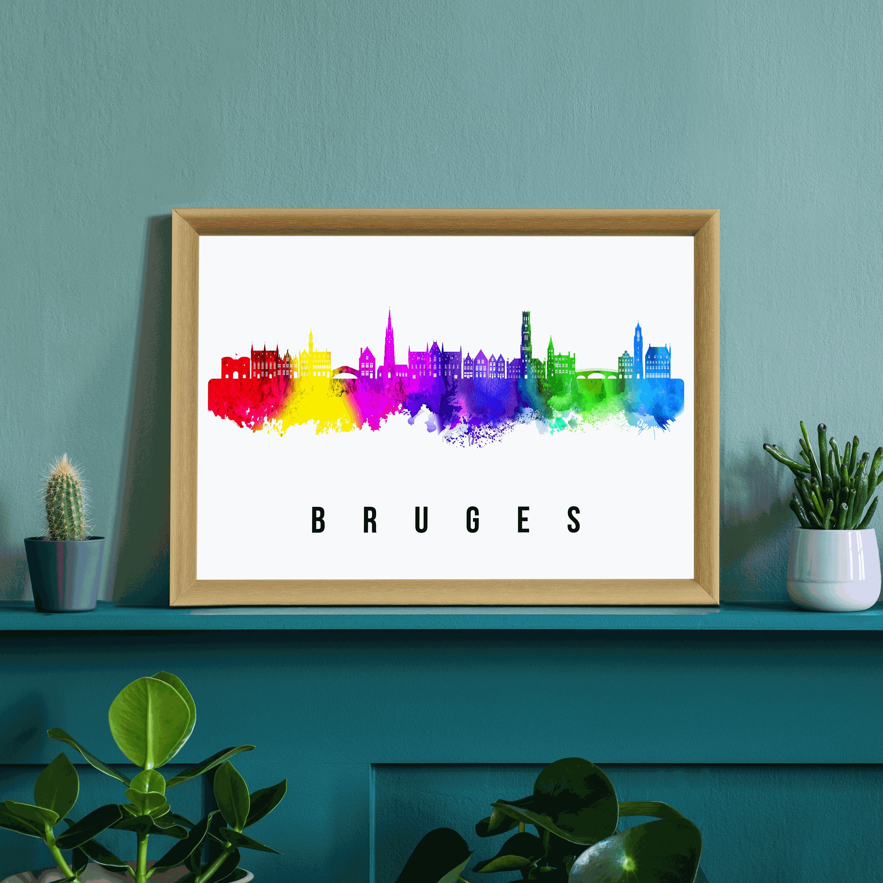 BRUGES - BELGIUM Poster, Skyline Poster Cityscape and Landmark Bordeaux ...