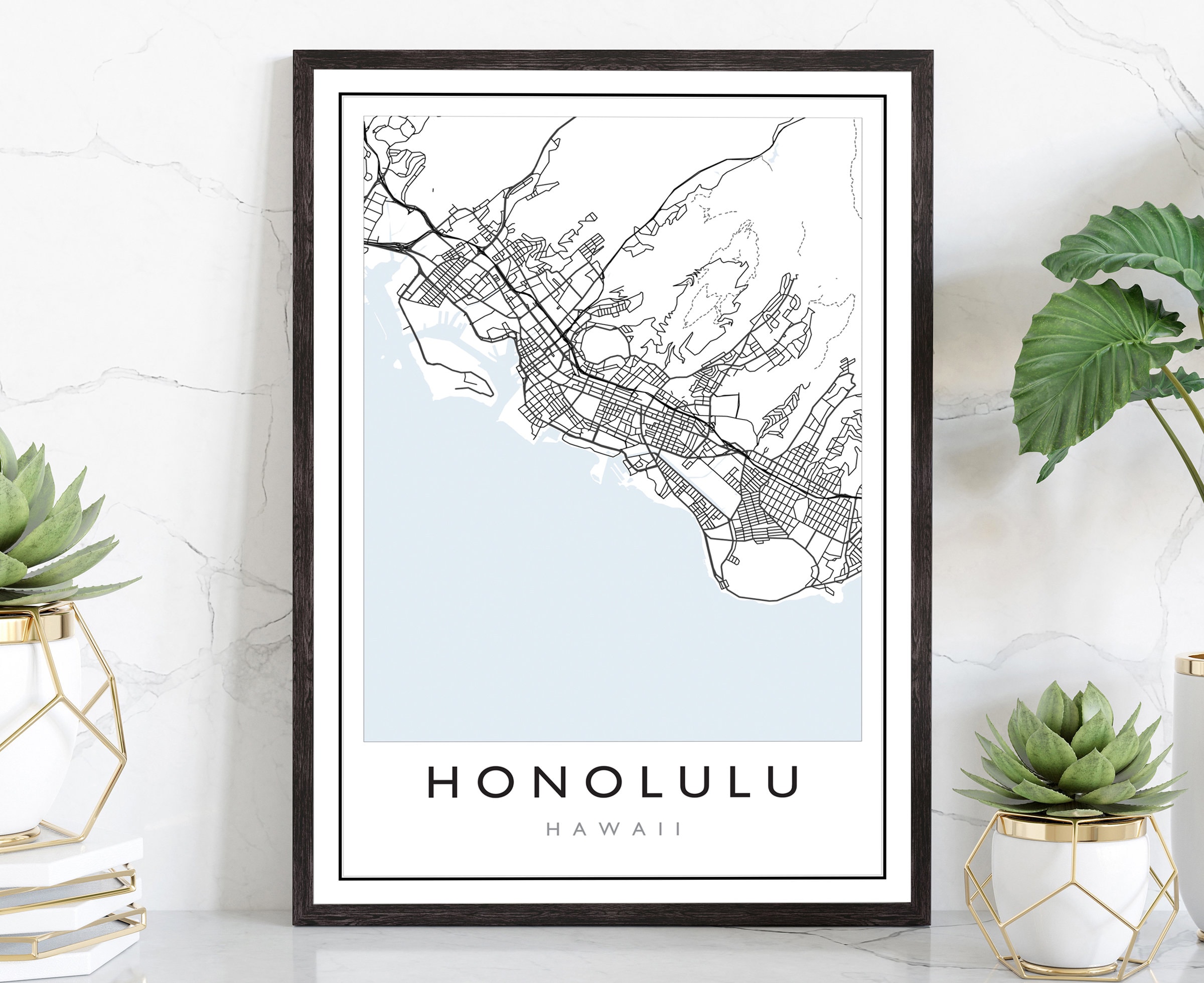 Honolulu Hawaii City Map Hawaii City Road Map Poster City | Etsy