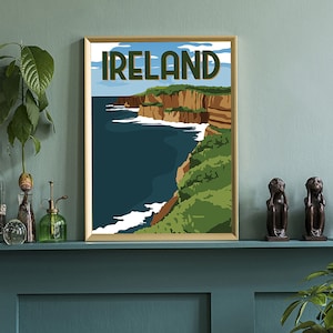 IRELAND Retro Style Travel Poster, Ireland Vintage Rustic Poster Print ...