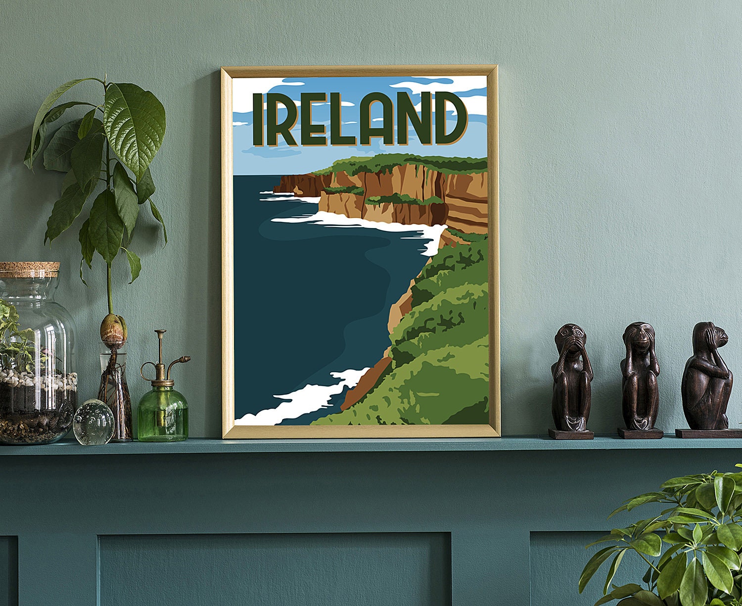 IRELAND Retro Style Travel Poster Ireland Vintage Rustic - Etsy