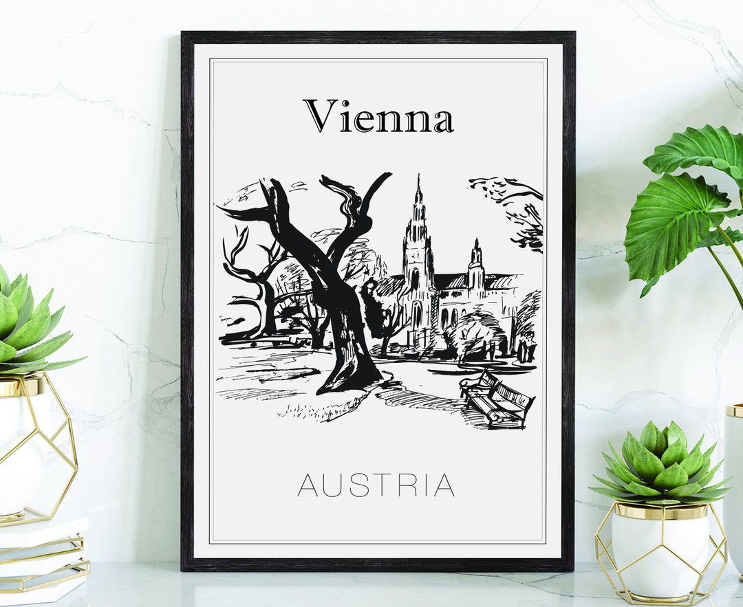 Hand Drawn Poster, Vienna Travel Poster, Austria Poster, Wall Art ...