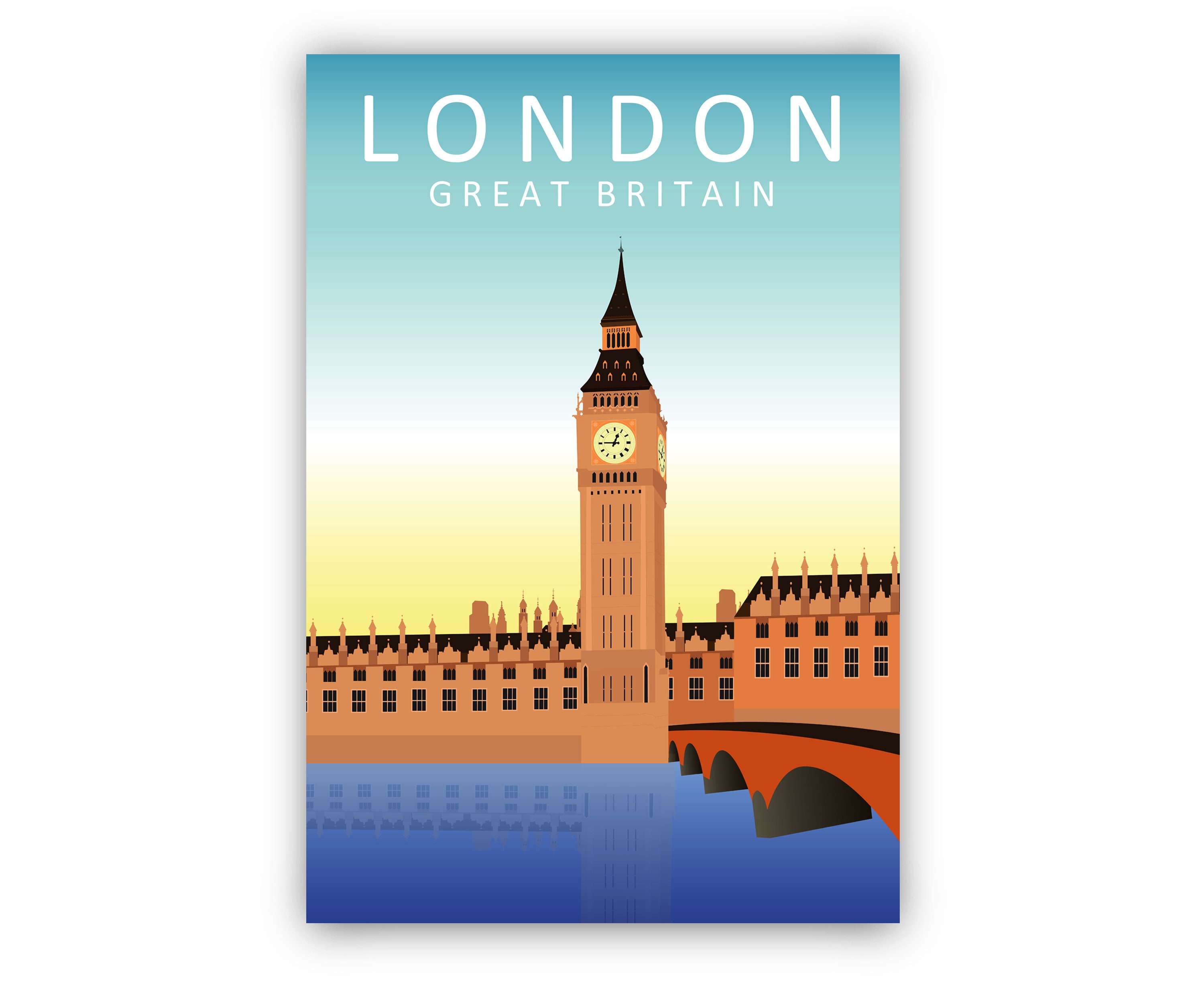 LONDON TRAVEL POSTER London Great Britain Cityscape and - Etsy