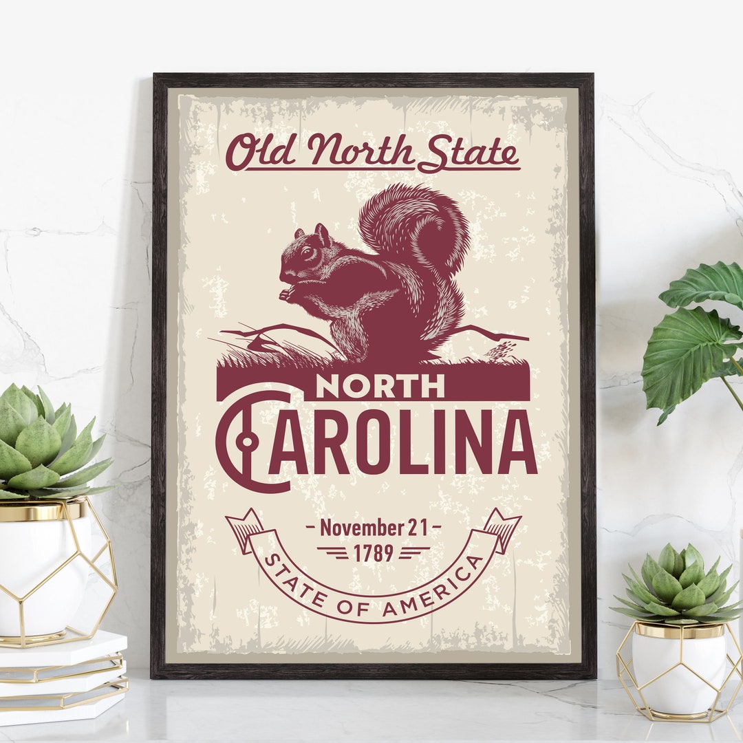 North Carolina State Symbol Poster, State Poster Print, North Carolina ...
