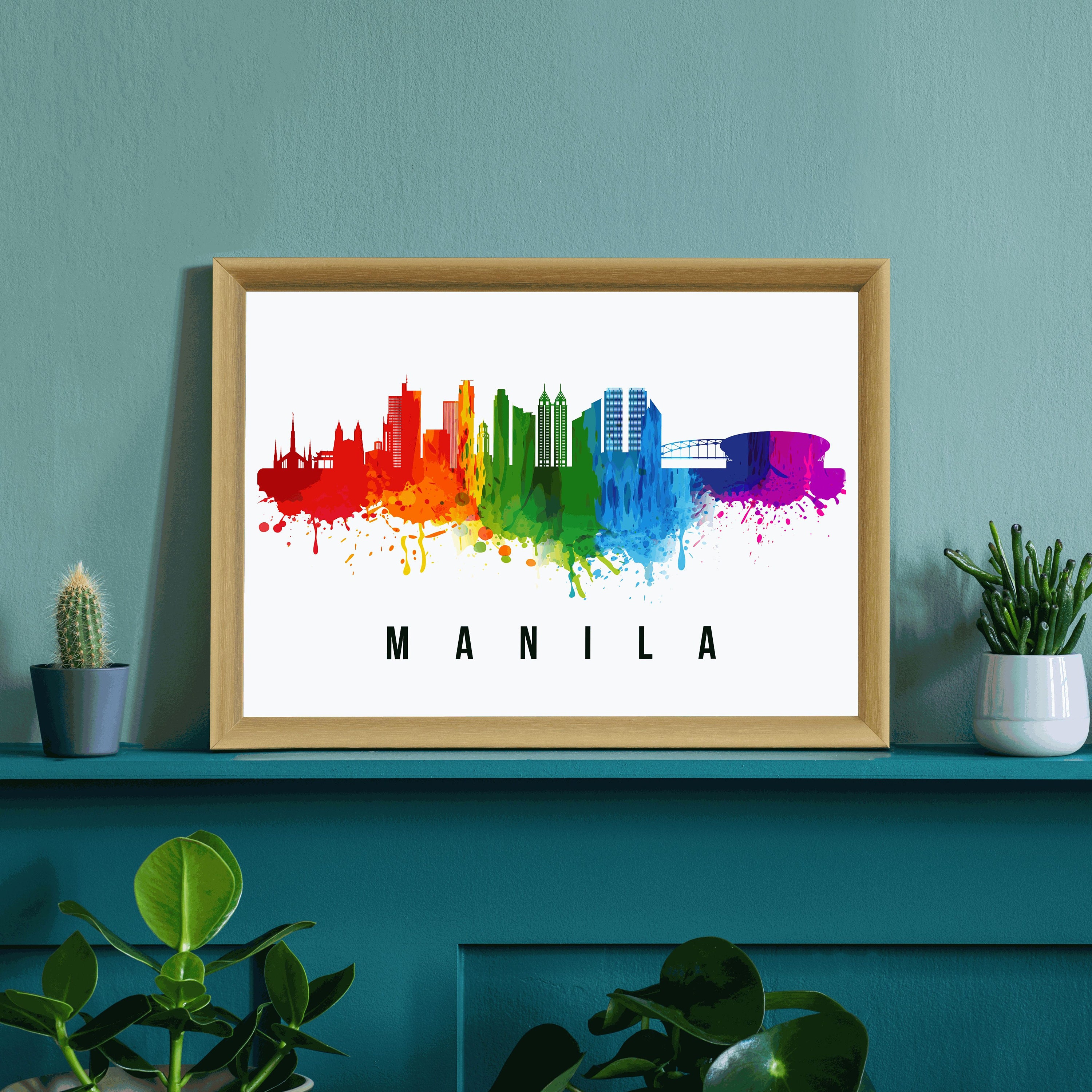 MANILA PHILIPPINES Poster Skyline Poster Cityscape and - Etsy