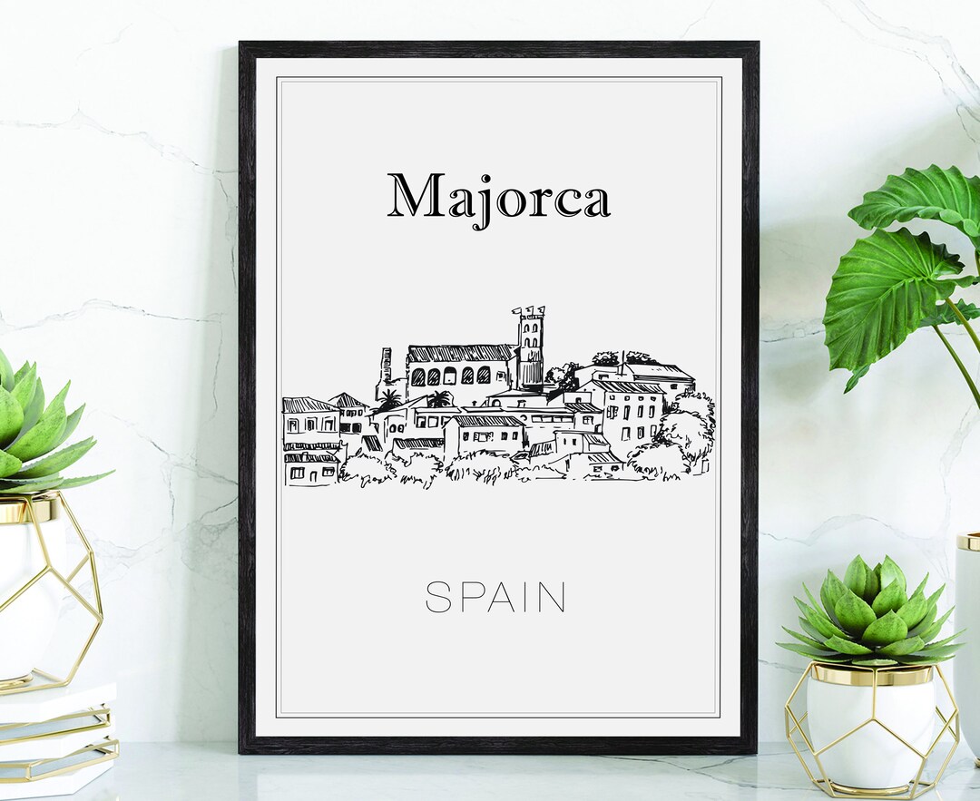 Hand Drawn Poster, Majorca Travel Poster, Spain Majorca Poster Wall Art ...