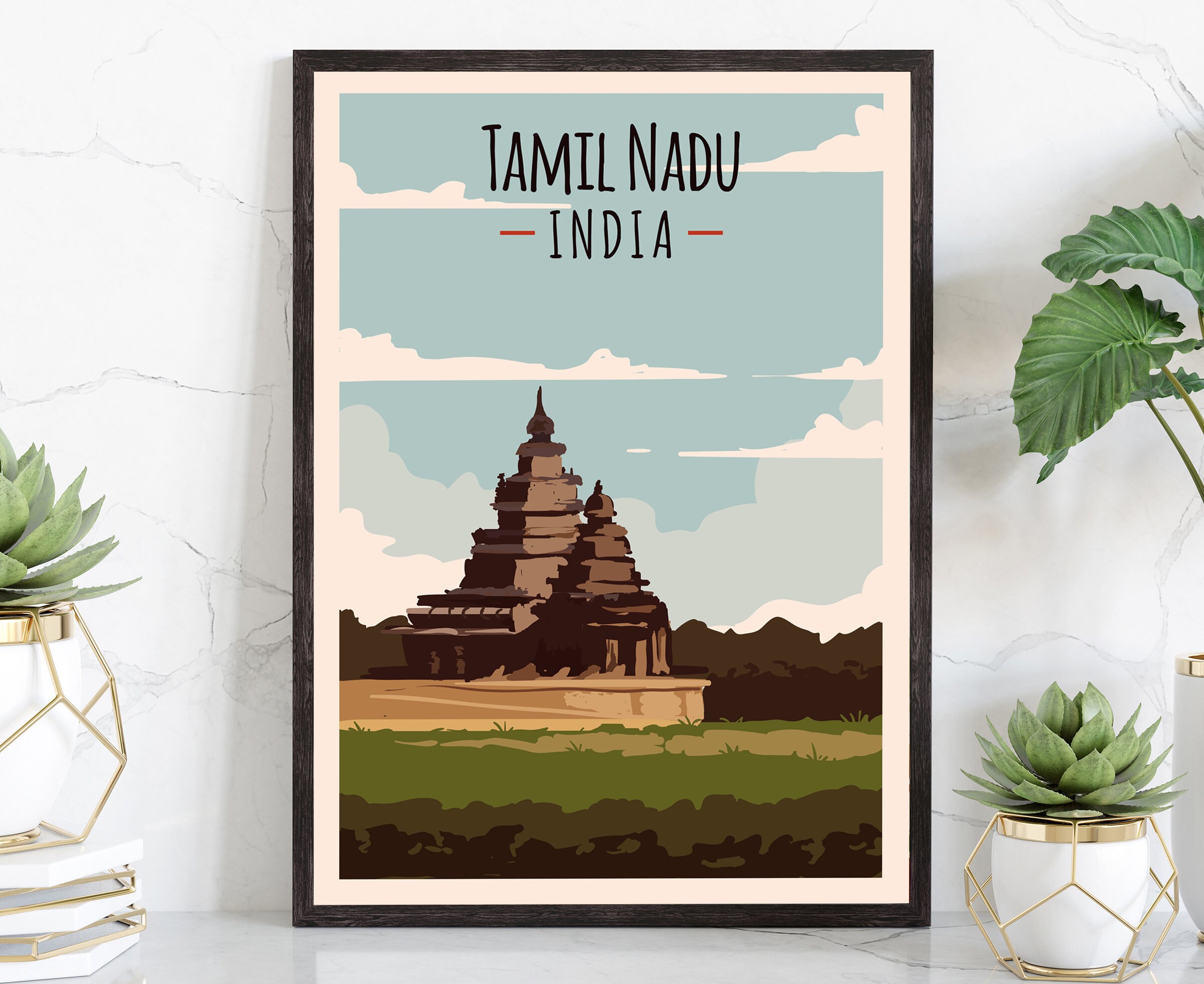 Retro Style Travel Poster India Tamil Nadu Vintage Rustic - Etsy