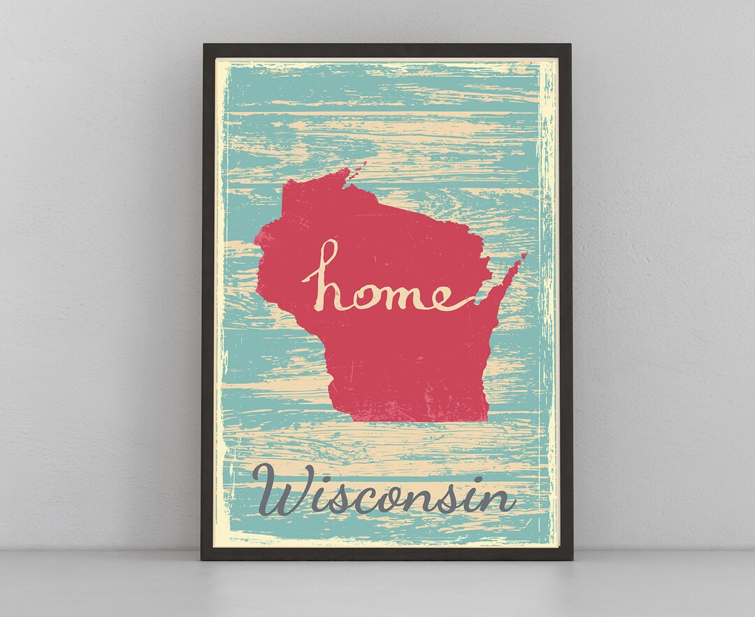Retro Style Travel Poster, Home Wall Decor, Wisconsin State Poster ...