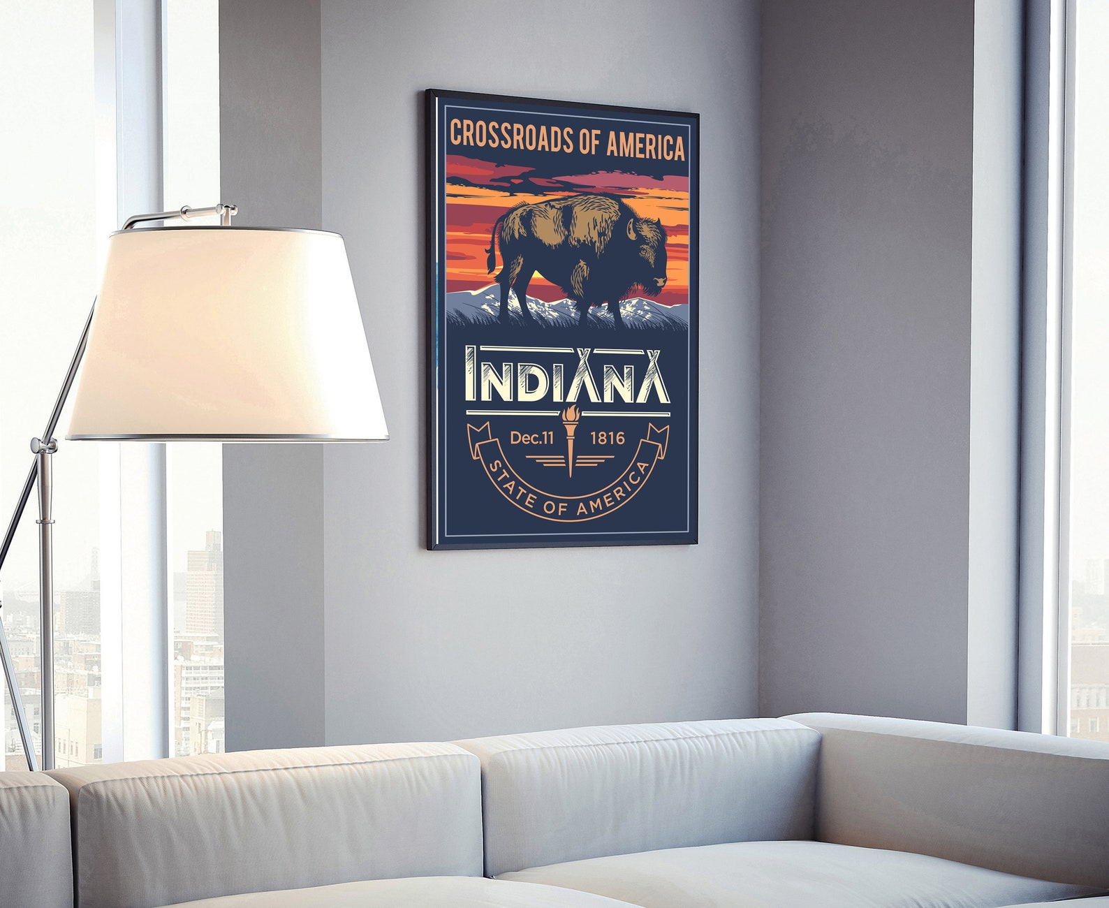 United States Indiana State Poster, Indiana Poster Print, Indiana State ...