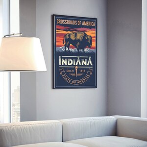 United States Indiana State Poster, Indiana Poster Print, Indiana State ...