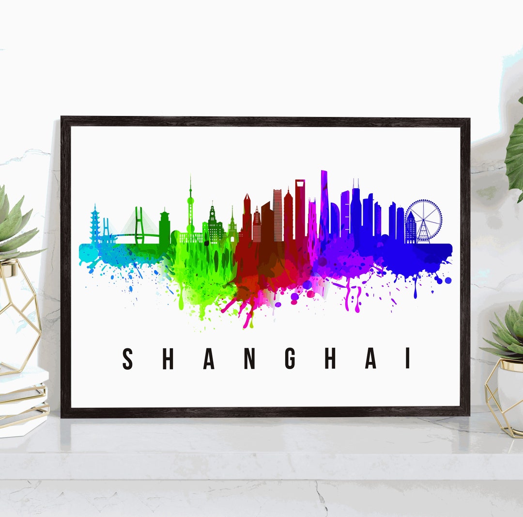 SHANGHAI - CHINA Poster, Skyline Poster Cityscape and Landmark Print ...
