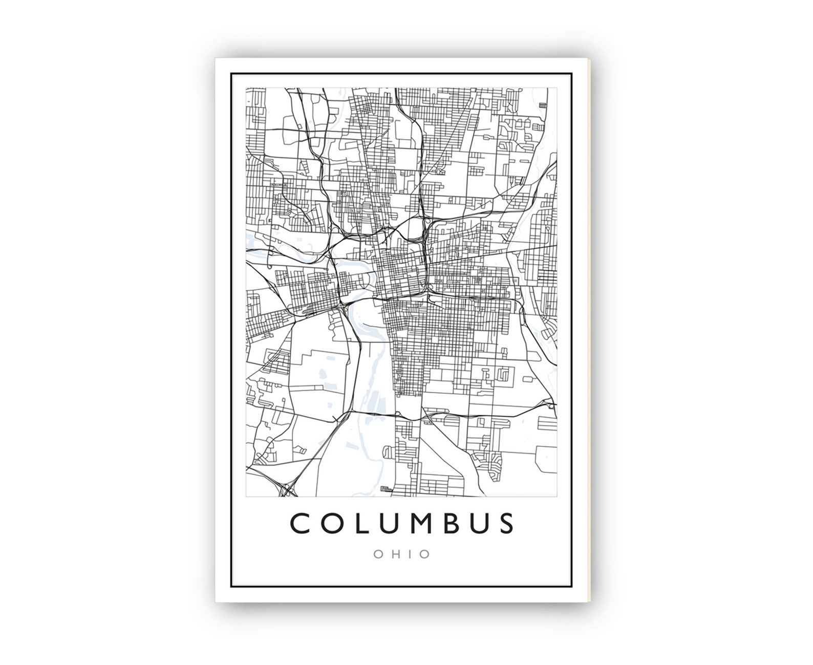 Columbus Ohio City Map Columbus City Road Map Poster Ohio - Etsy