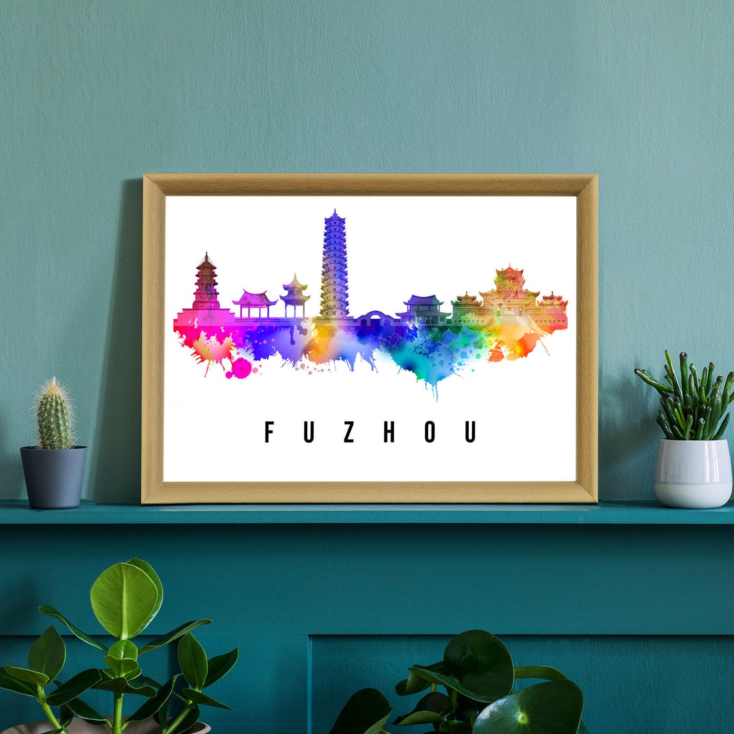 Pera Print Fuzhou China Skyline Poster, Fuzhou China Poster ...