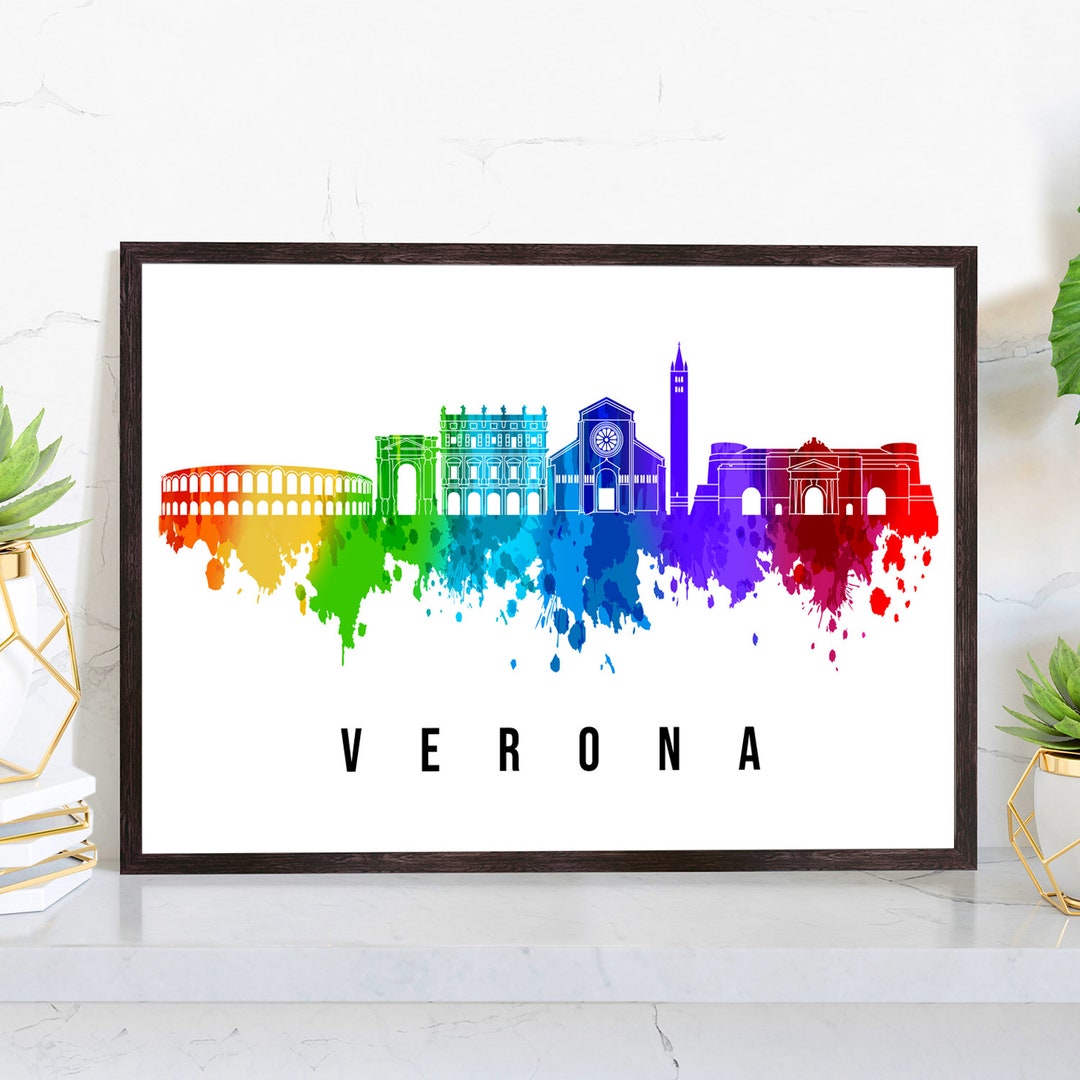 Verona Italy Poster, Skyline Poster Cityscape Poster, Italy Landmark ...
