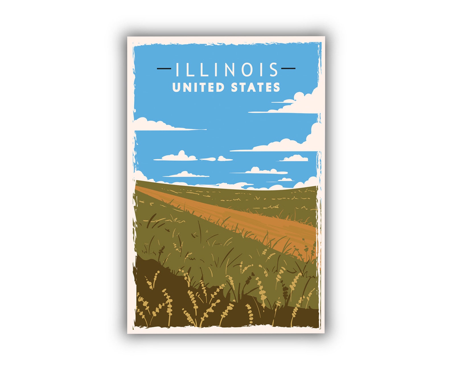 Retro Style Travel Poster Illinois Vintage Rustic Poster - Etsy