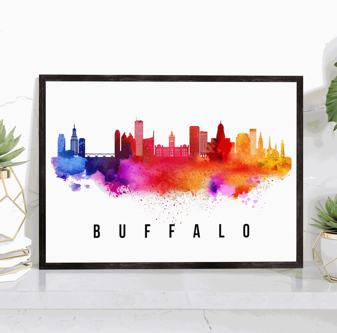 Buffalo Skyline New York Poster, Cityscape Painting, Buffalo - New York ...
