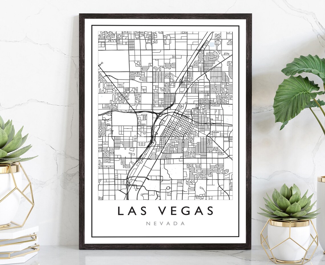 Las Vegas Nevada City Map, Las Vegas Nevada Road Map Poster, City ...