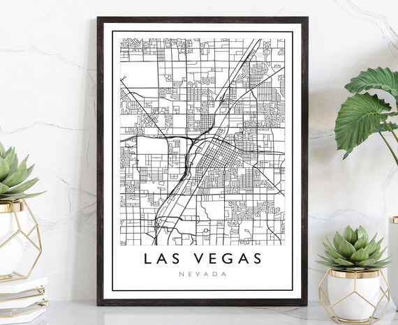 Las Vegas Nevada City Map Las Vegas Nevada Road Map Poster - Etsy