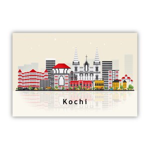 KOCHI INDIA Illustration Skyline Poster, Modern Skyline Cityscape ...