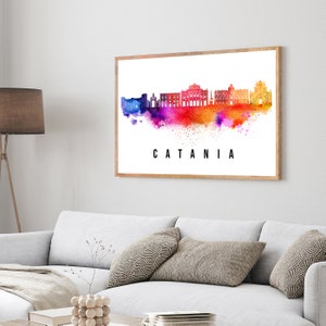 Catania Italy Poster, Skyline Poster Cityscape Poster, Italy Landmark ...