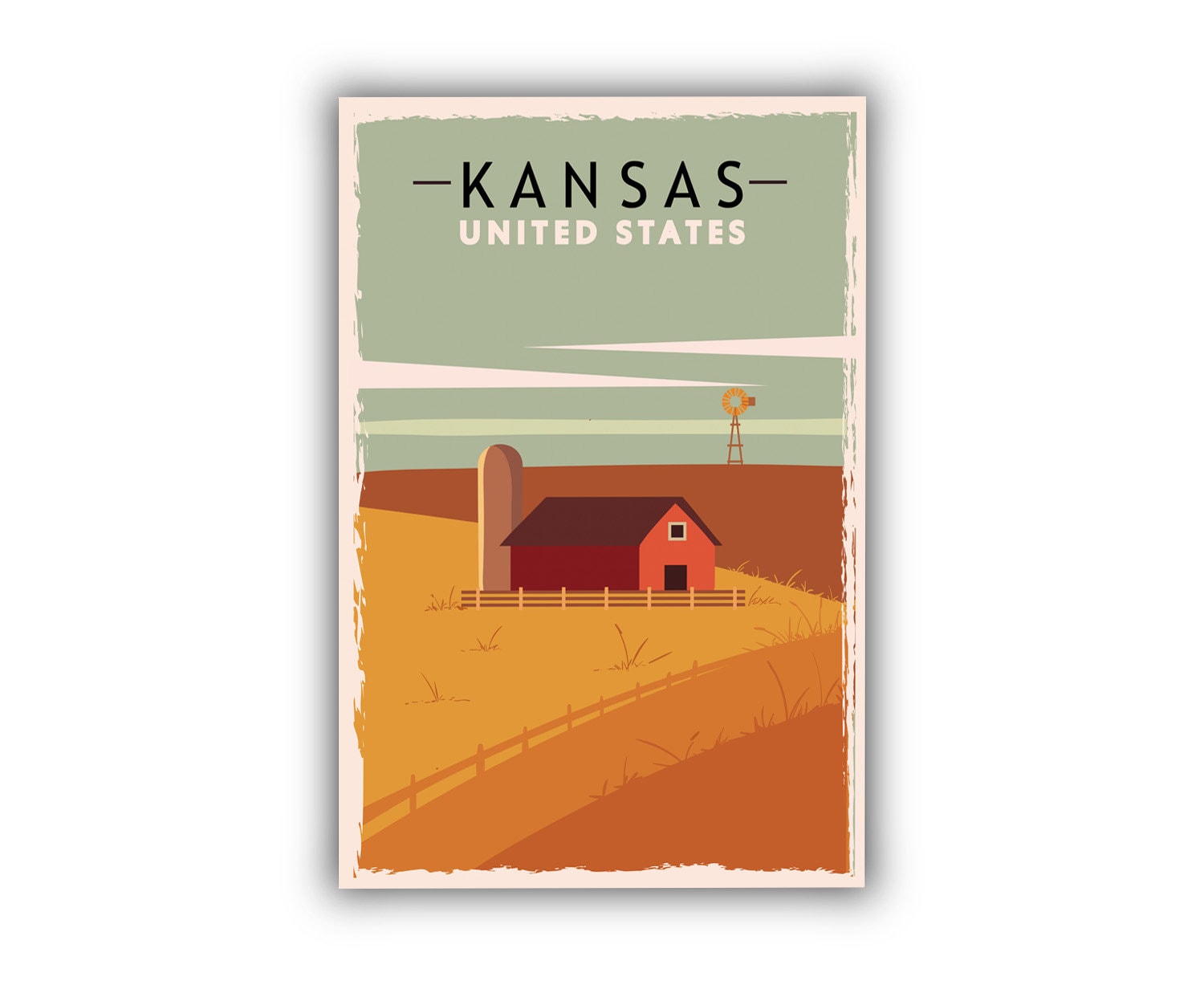 Retro Style Travel Poster Kansas Vintage Rustic Poster Print - Etsy