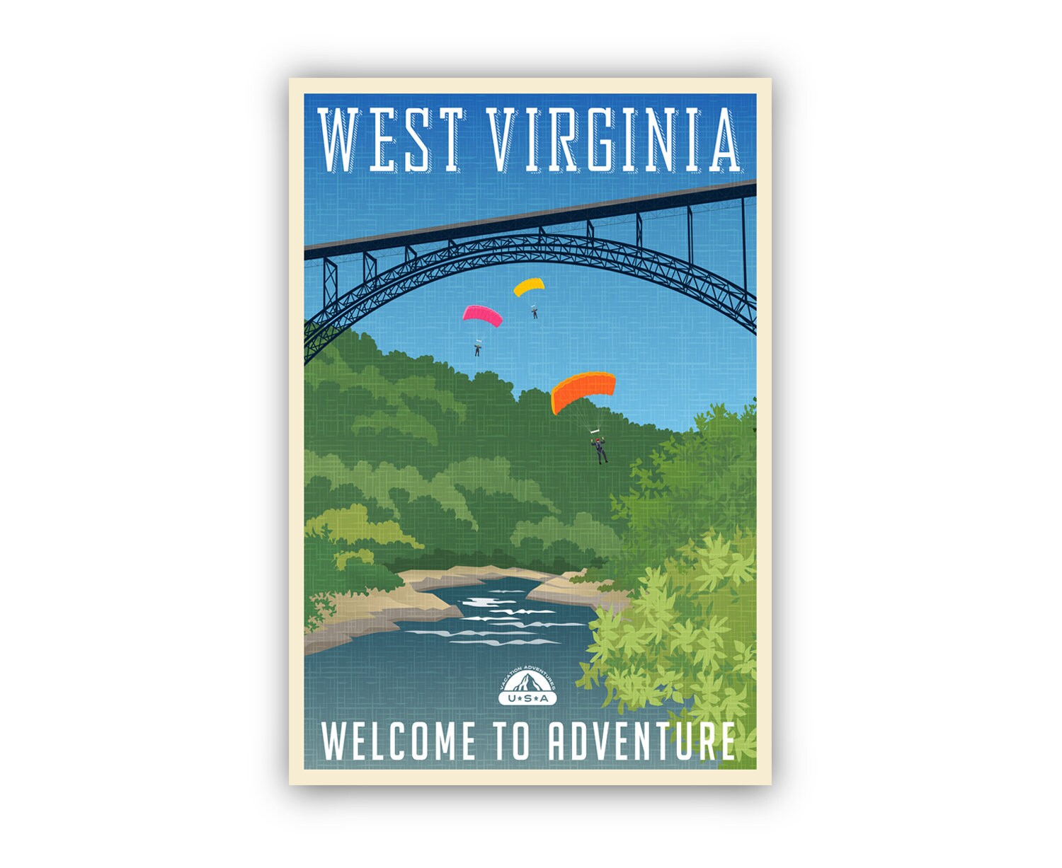 Retro Style Travel Poster West Virginia Vintage Rustic Poster - Etsy