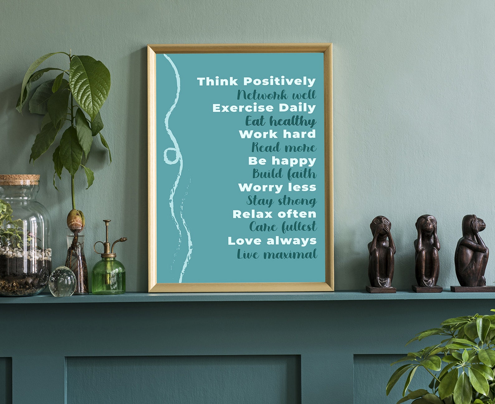 Think Positively Network Well Quote Poster Print Home Office - Etsy
