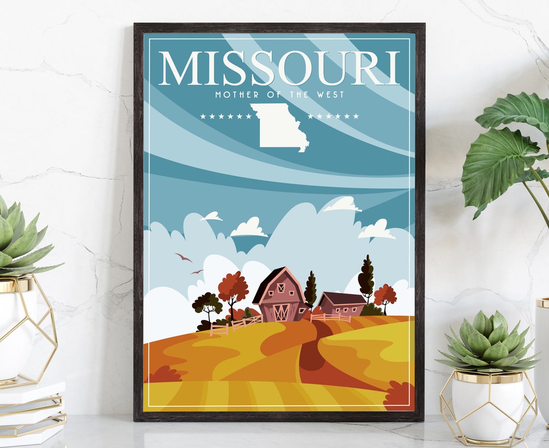 Retro Style Travel Poster, Missouri Vintage Rustic Poster Print, Home ...