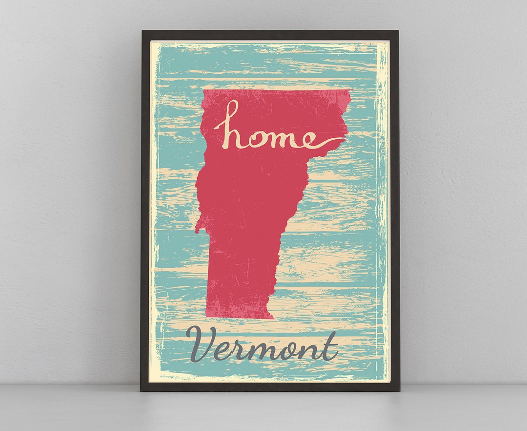 Retro Style Travel Poster, Vermont Vintage State Travel Poster Printing ...