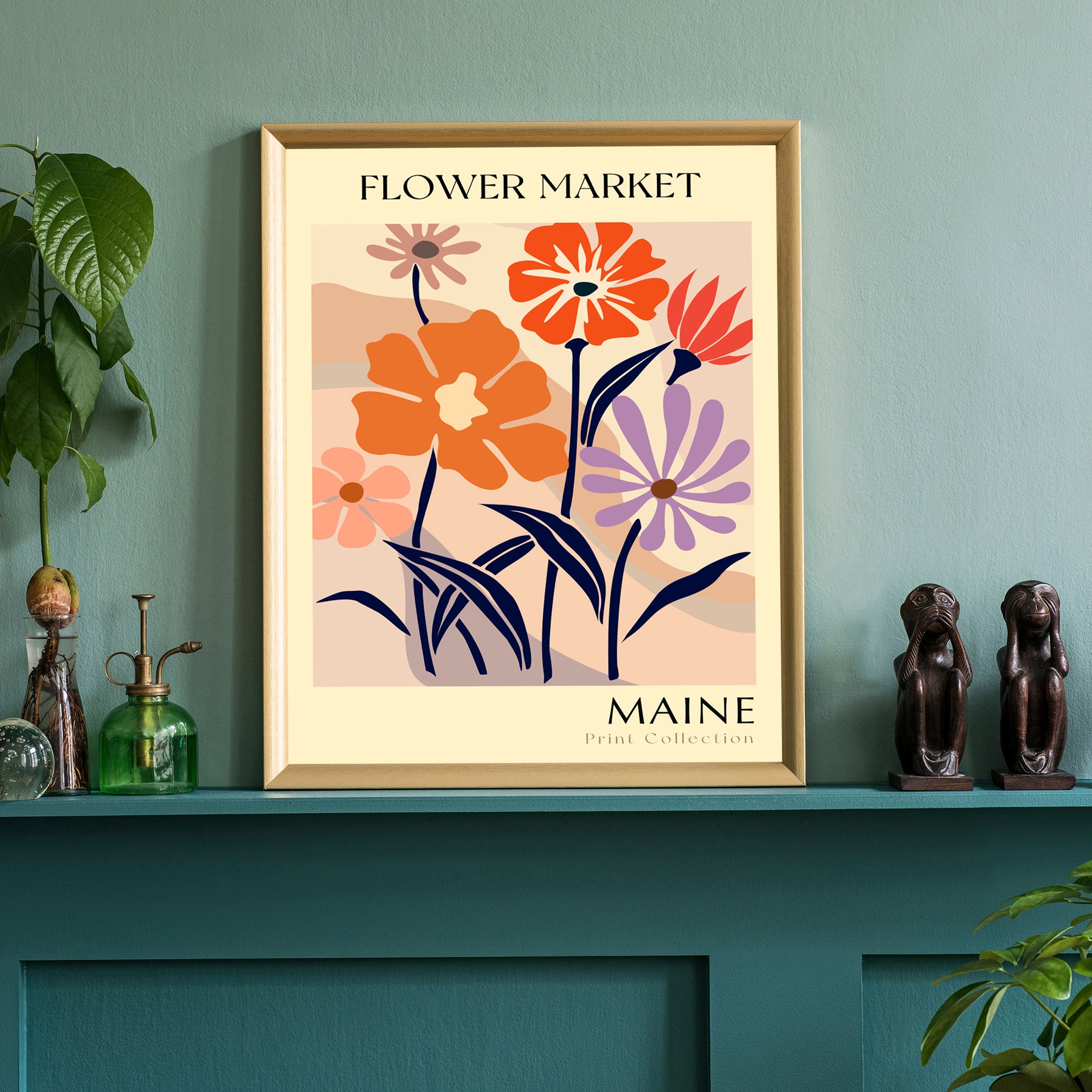 Maine State Flower Print, USA States Poster, Maine Flower Market Poster ...
