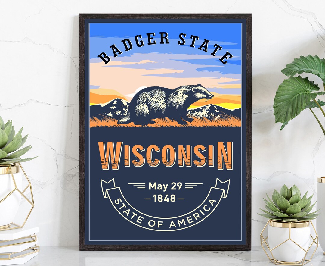 United States Poster, Wisconsin State Poster Print, Wisconsin State ...