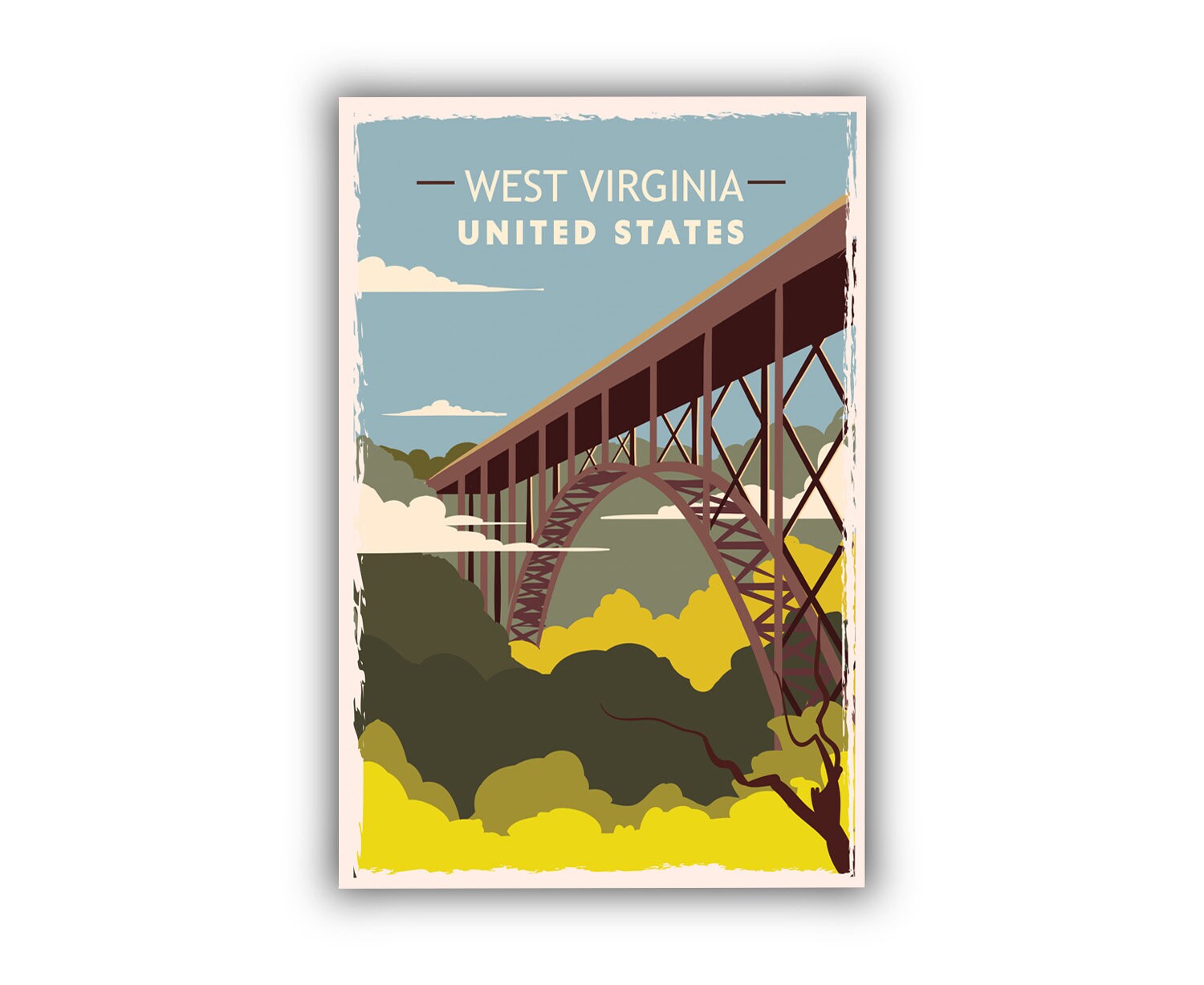 Retro Style Travel Poster West Virginia Vintage Rustic Poster - Etsy