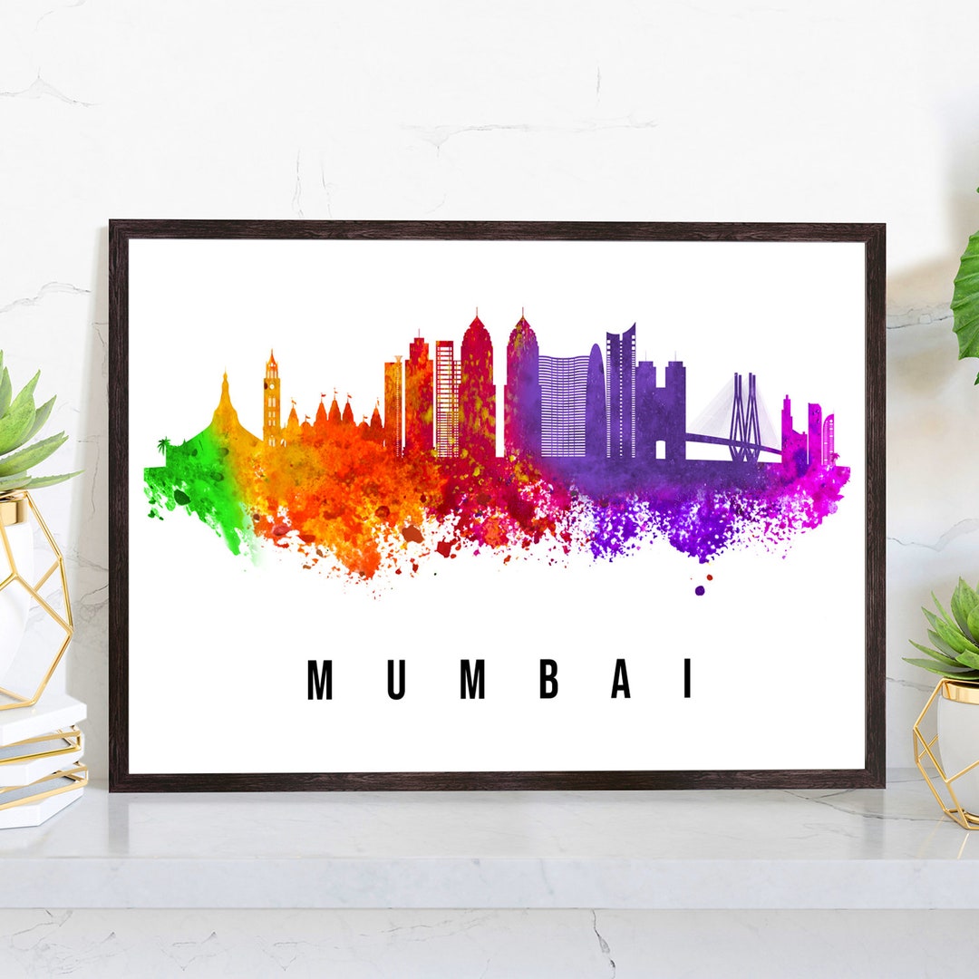 Mumbai India Poster, Skyline Poster Cityscape Poster, India Landmark ...