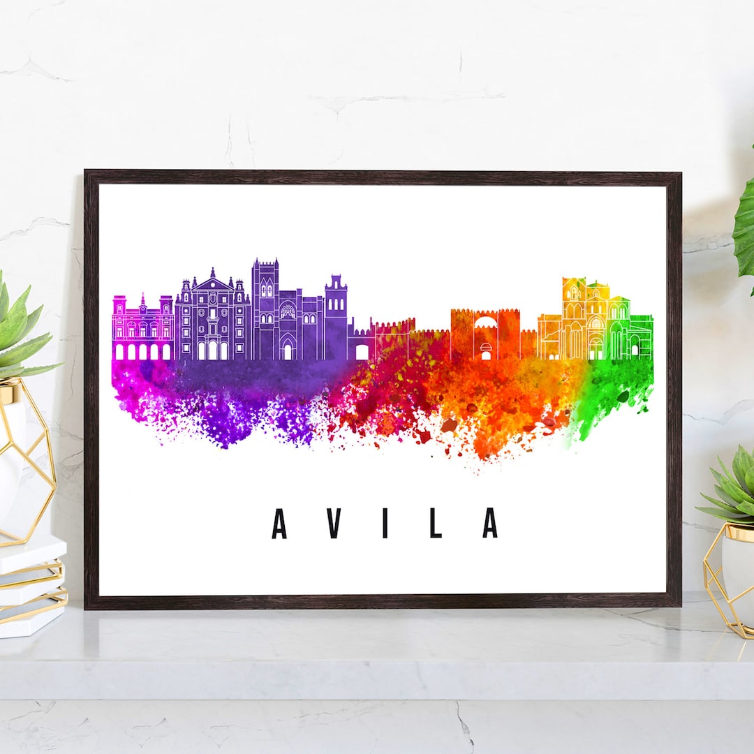 Avila Spain Poster, Skyline Cityscape Poster, Spain Avila Landmark City ...
