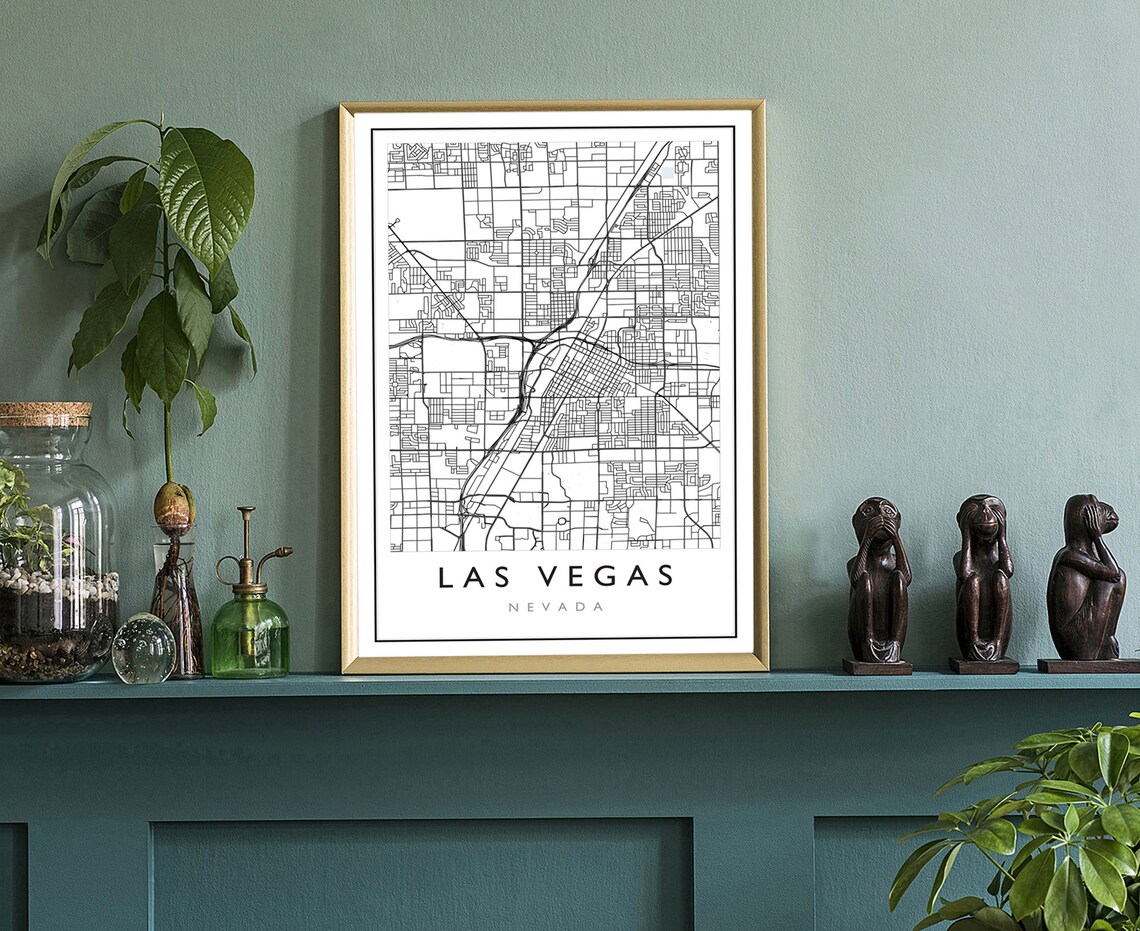 Las Vegas Nevada City Map, Las Vegas Nevada Road Map Poster, City ...