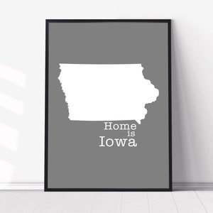 Iowa Map Wall Art, Iowa Map Poster Print, City Map Wall Decor, Iowa ...