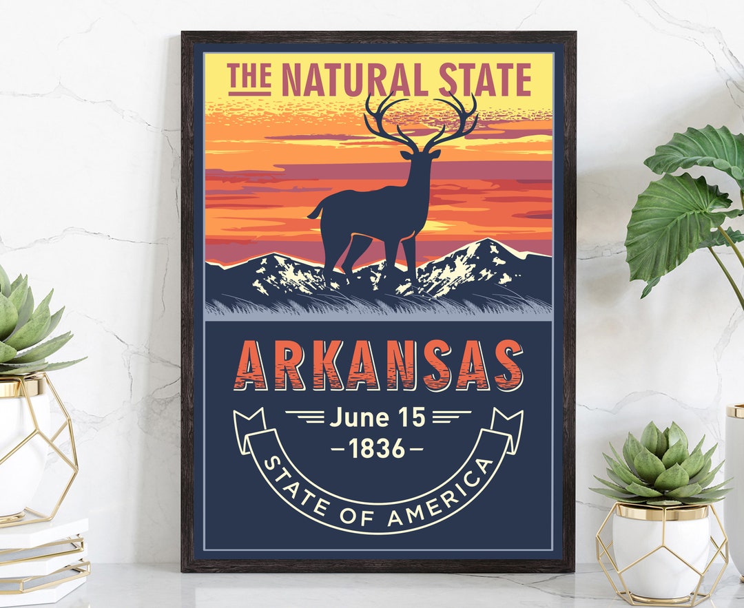 United States Arkansas State Poster, Arkansas Poster Print, Arkansas ...