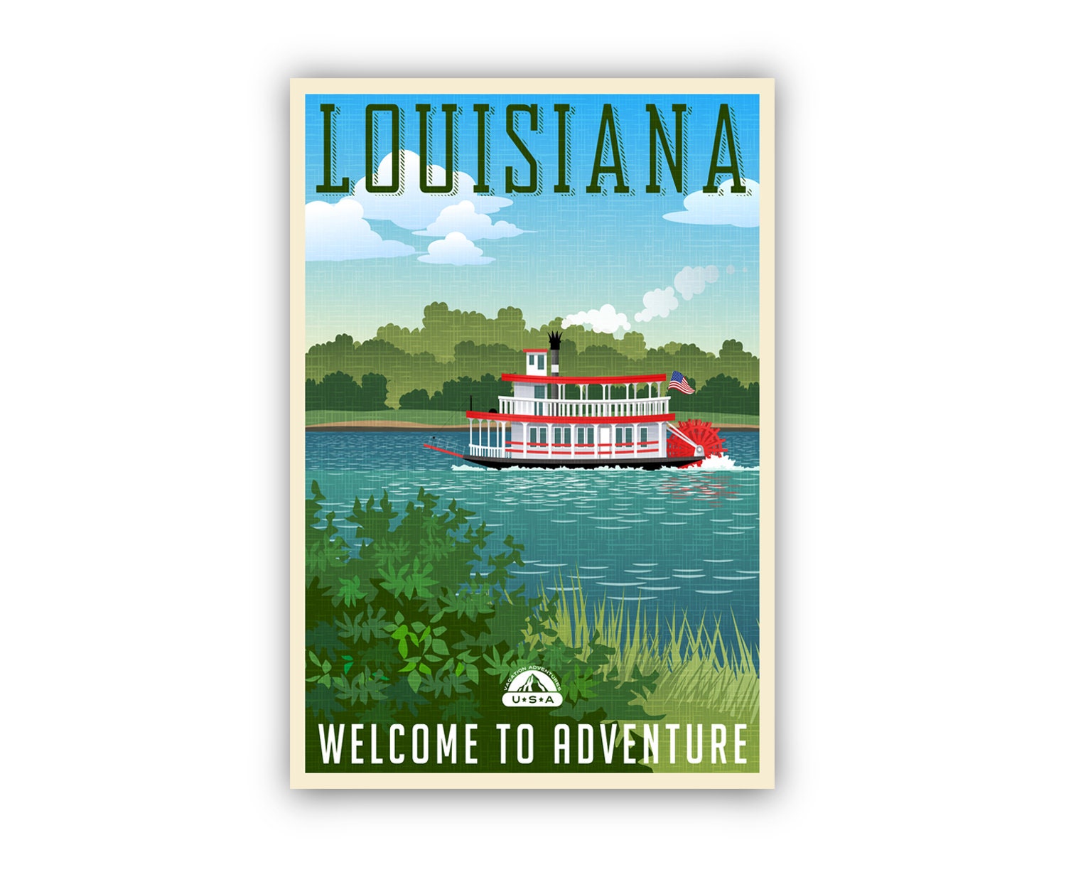 Retro Style Travel Poster Louisiana Vintage Rustic Poster - Etsy