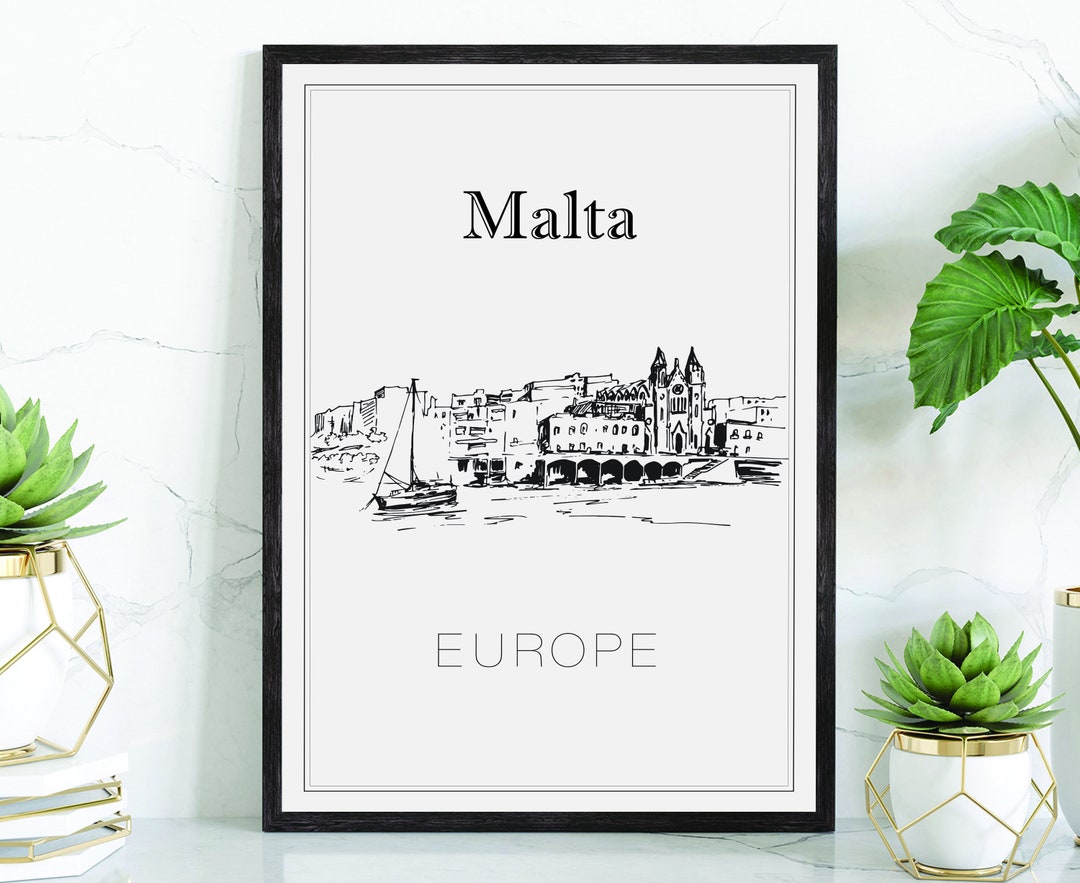 Hand Drawn Poster, Malta Travel Poster, Malta Poster Wall Art, Europe ...